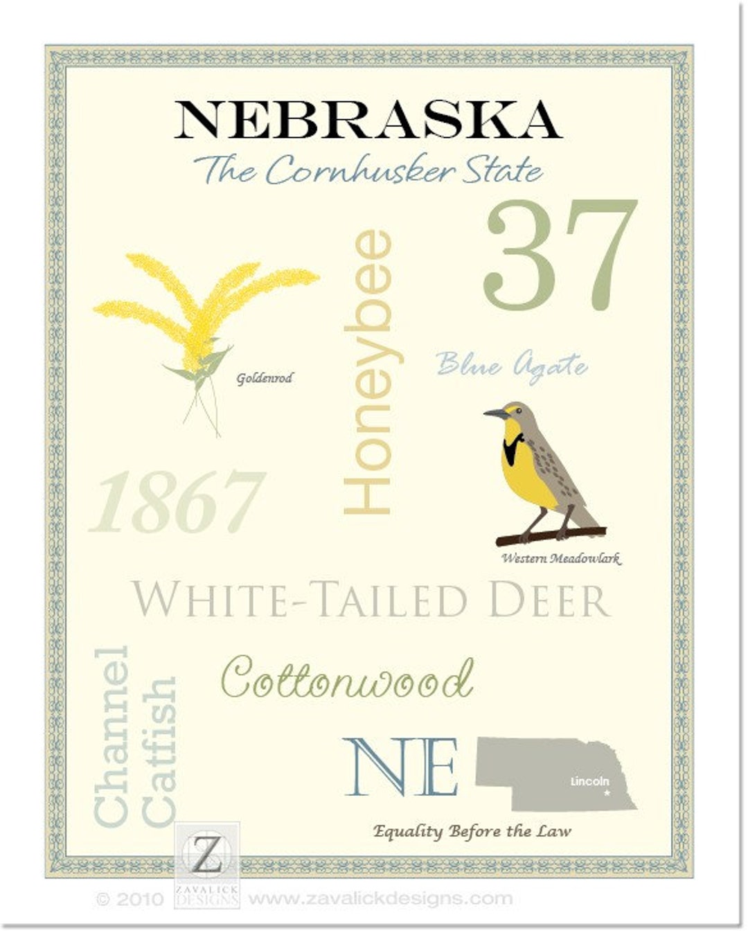Nebraska State Pride Series 11x14 Poster - Etsy