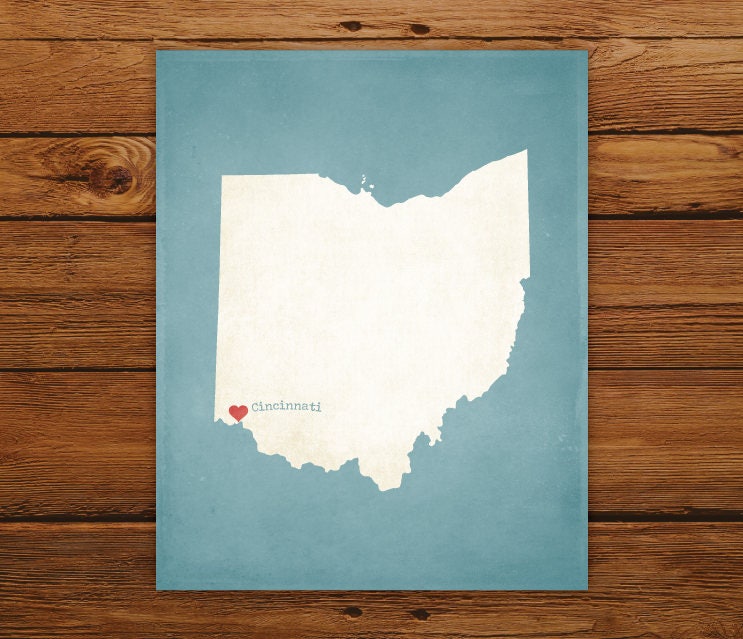 Customized Printable Ohio State Map DIGITAL FILE, Aged-look ...