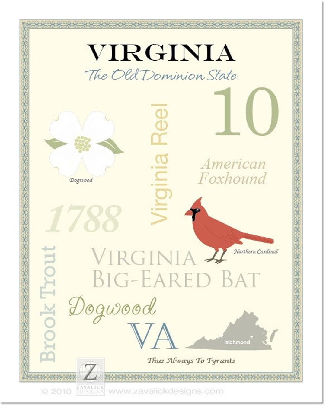 Virginia State Pride Series 11x14 Poster - Etsy