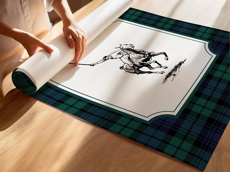 Preppy Polo Player Print, Tartan Polo Print for Men, Traditional Plaid ...