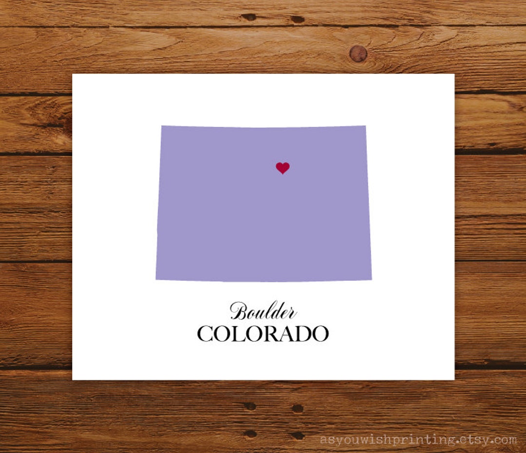 Colorado State Love Map Silhouette 8x10 Print - Customized - Etsy