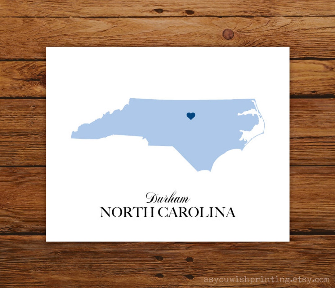North Carolina State Love Map Silhouette 8x10 Print - Customized - Etsy