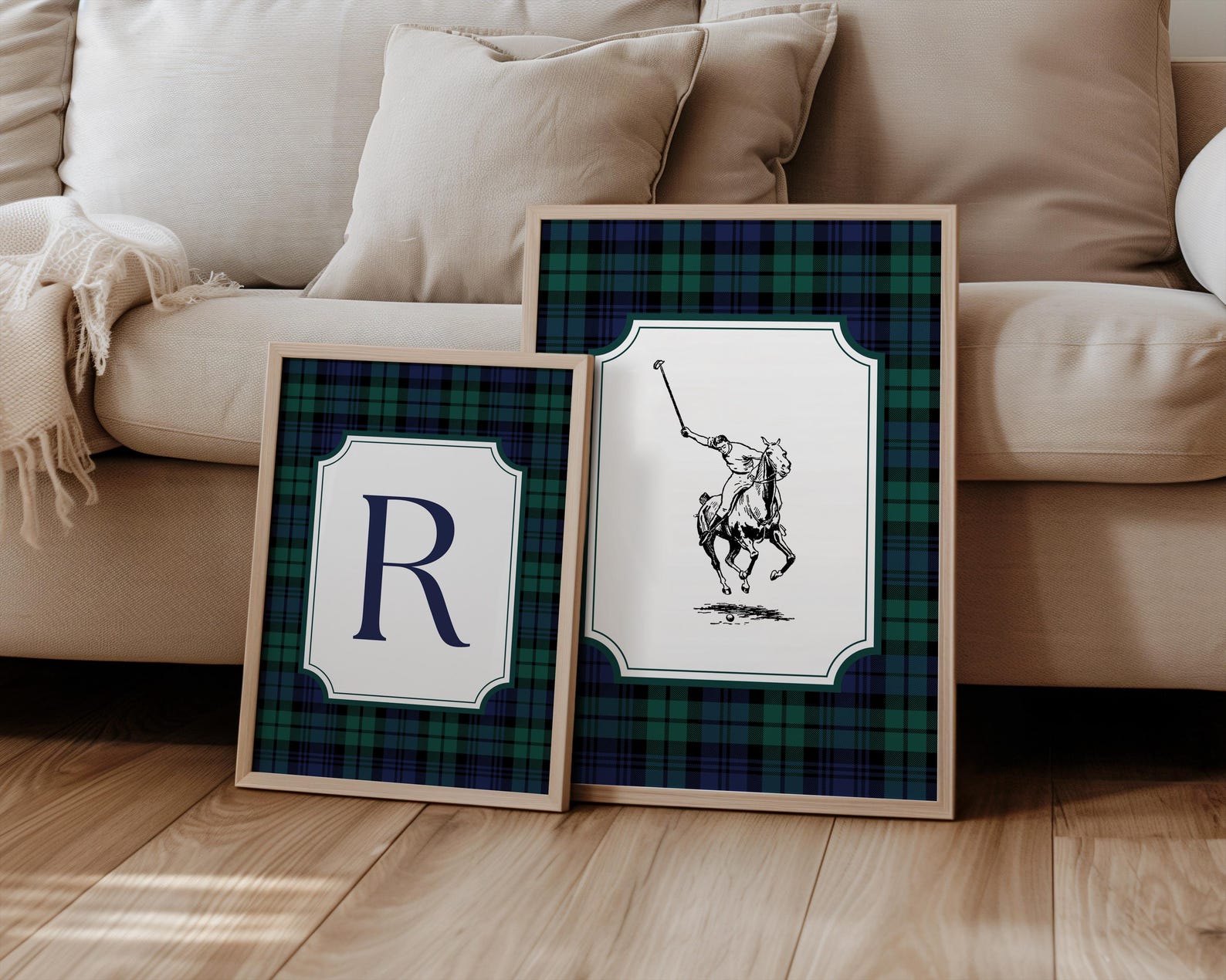 Preppy Polo Player Print, Tartan Polo Print for Men, Traditional Plaid ...