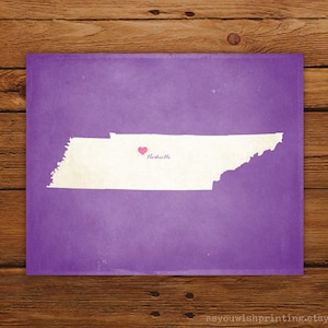 Customized Tennessee 8 X 10 State Art Print State Map Heart - Etsy