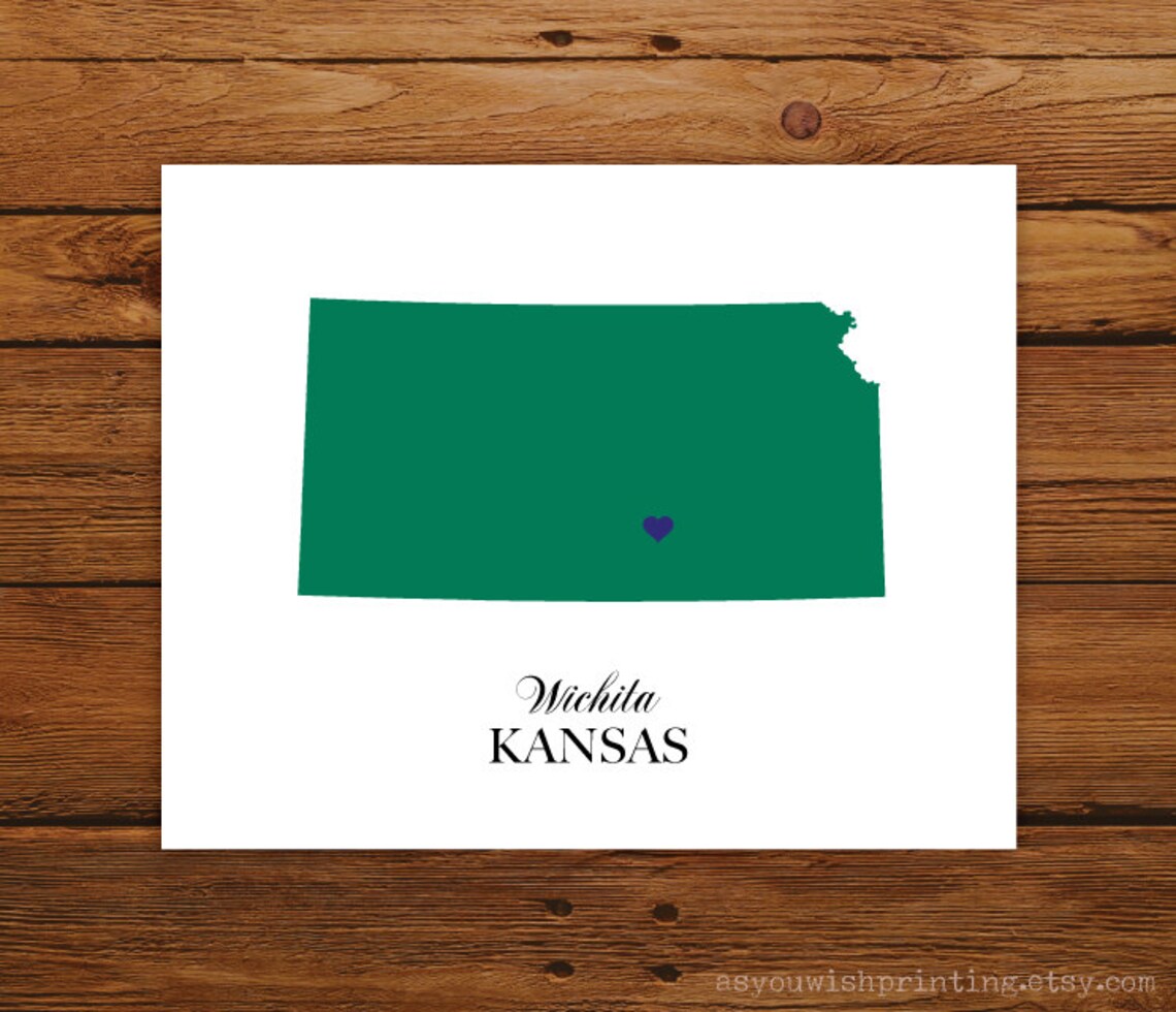 Kansas State Love Map Silhouette 8x10 Print Customized - Etsy