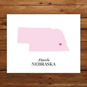 Nebraska State Love Map Silhouette 8x10 Print - Customized - Etsy