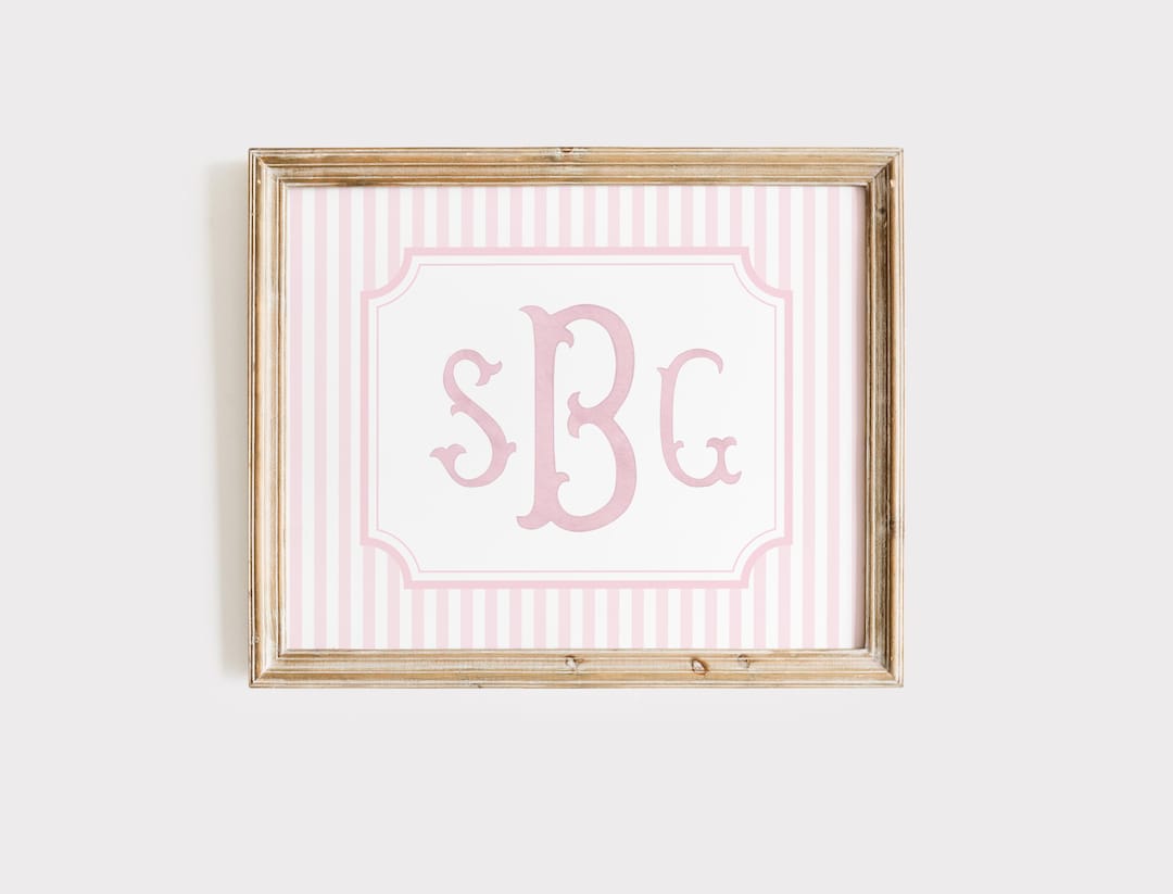 Monogram Art Print, Custom Watercolor Monogram Print, Nursery Wall Art ...