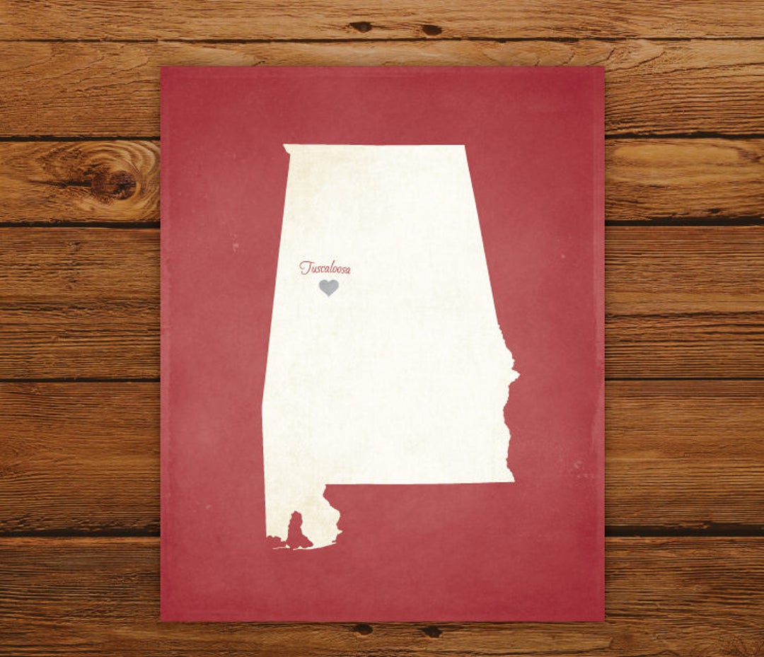 Customized Printable Alabama State Map - DIGITAL FILE, Aged-look ...
