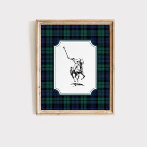 Preppy Polo Player Print, Tartan Polo Print for Men, Traditional Plaid ...