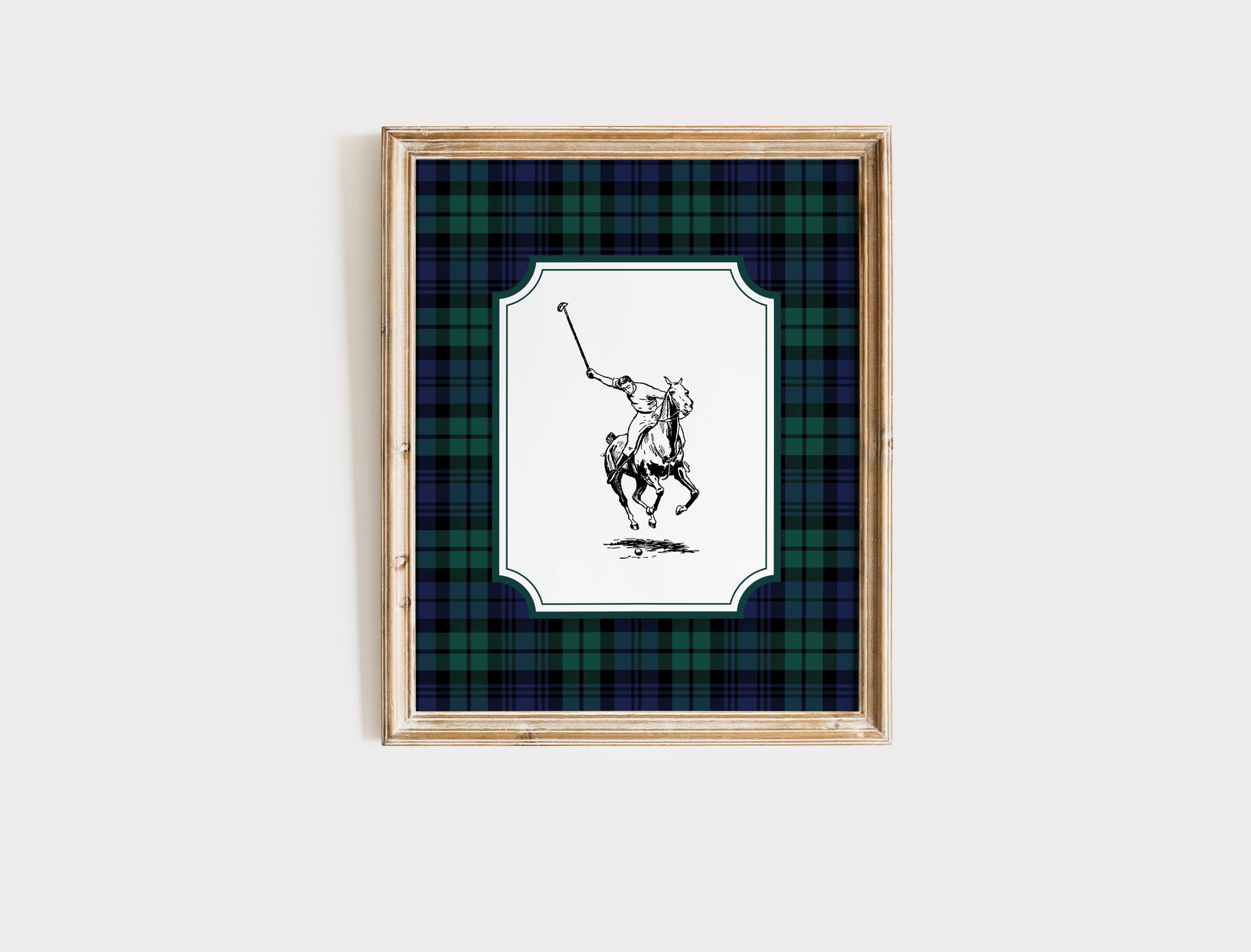 Preppy Polo Player Print, Tartan Polo Print for Men, Traditional Plaid ...