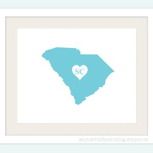 South Carolina State Love Map Silhouette 8x10 Print - Etsy