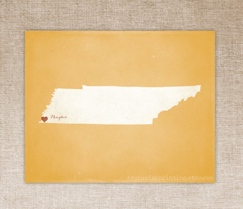 Customized Tennessee 8 X 10 State Art Print State Map Heart - Etsy