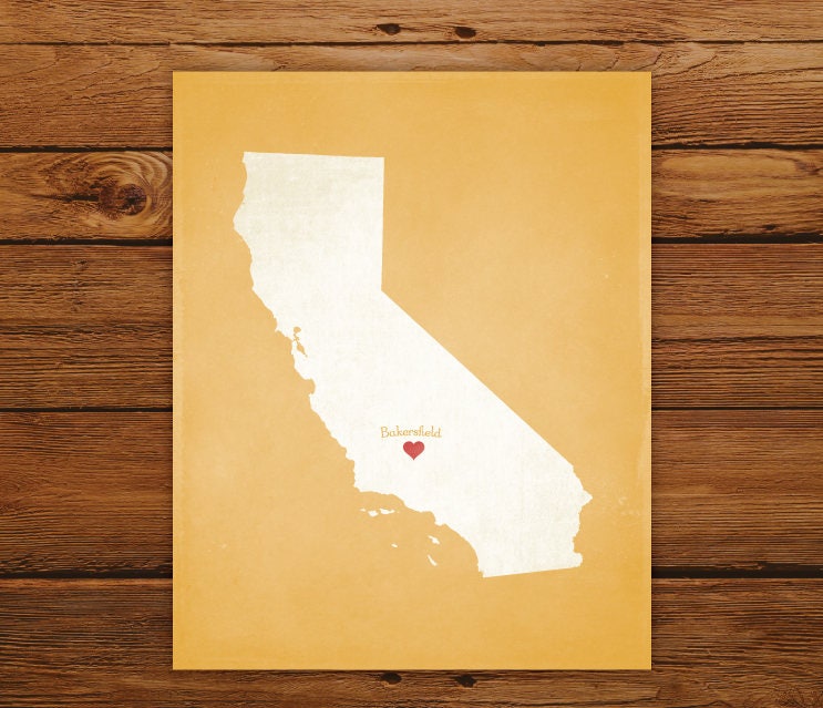 Customized California State Art Print, State Map, Heart, Silhouette ...