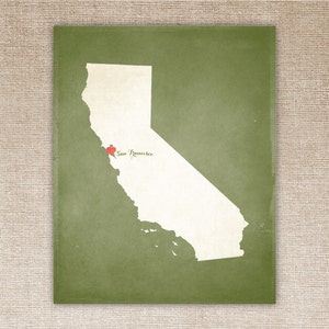Customized California State Art Print, State Map, Heart, Silhouette ...