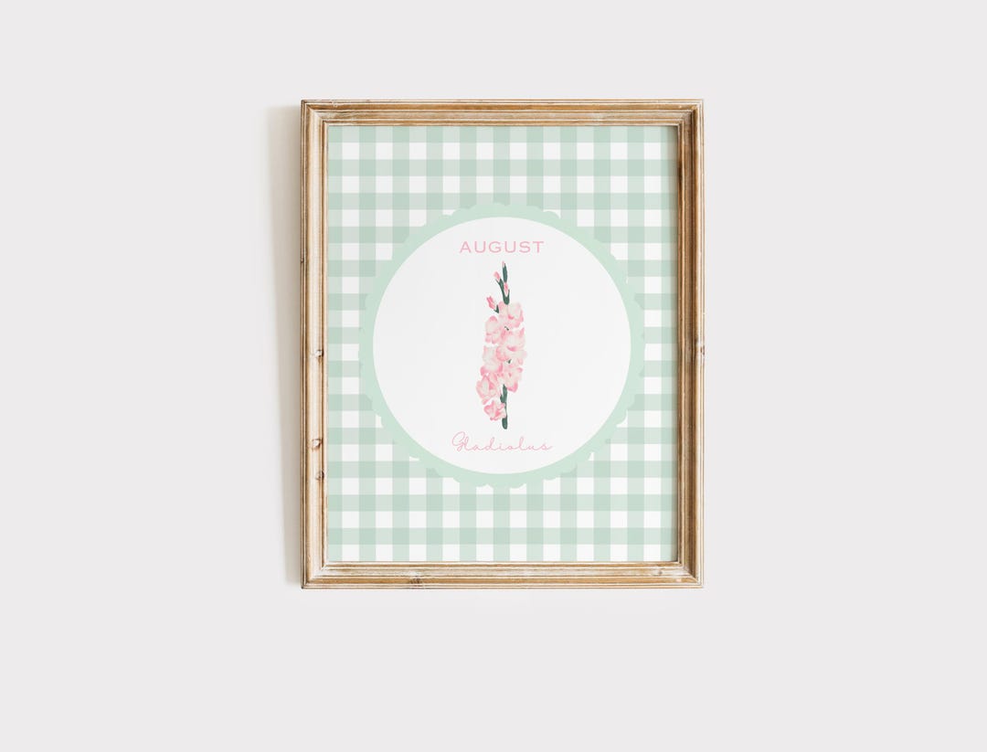 Birth Month Flower August, Birth Flower Print, Gladiolus Birth Month ...