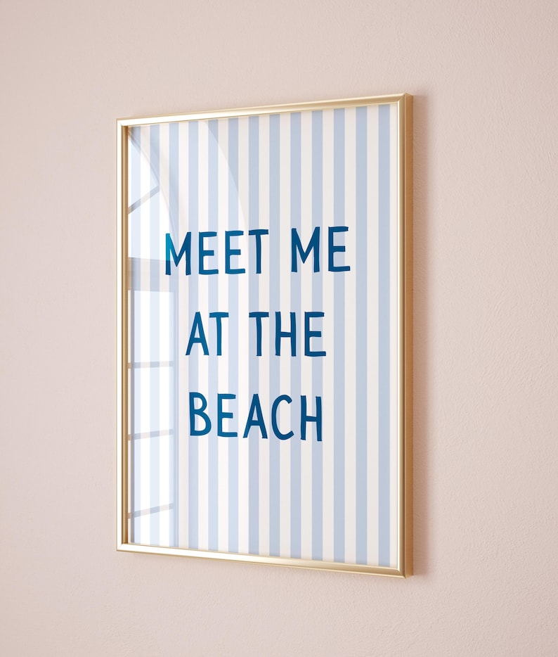 Meet Me at the Beach Print, Blue Coastal Art Print, Meet Me at the ...