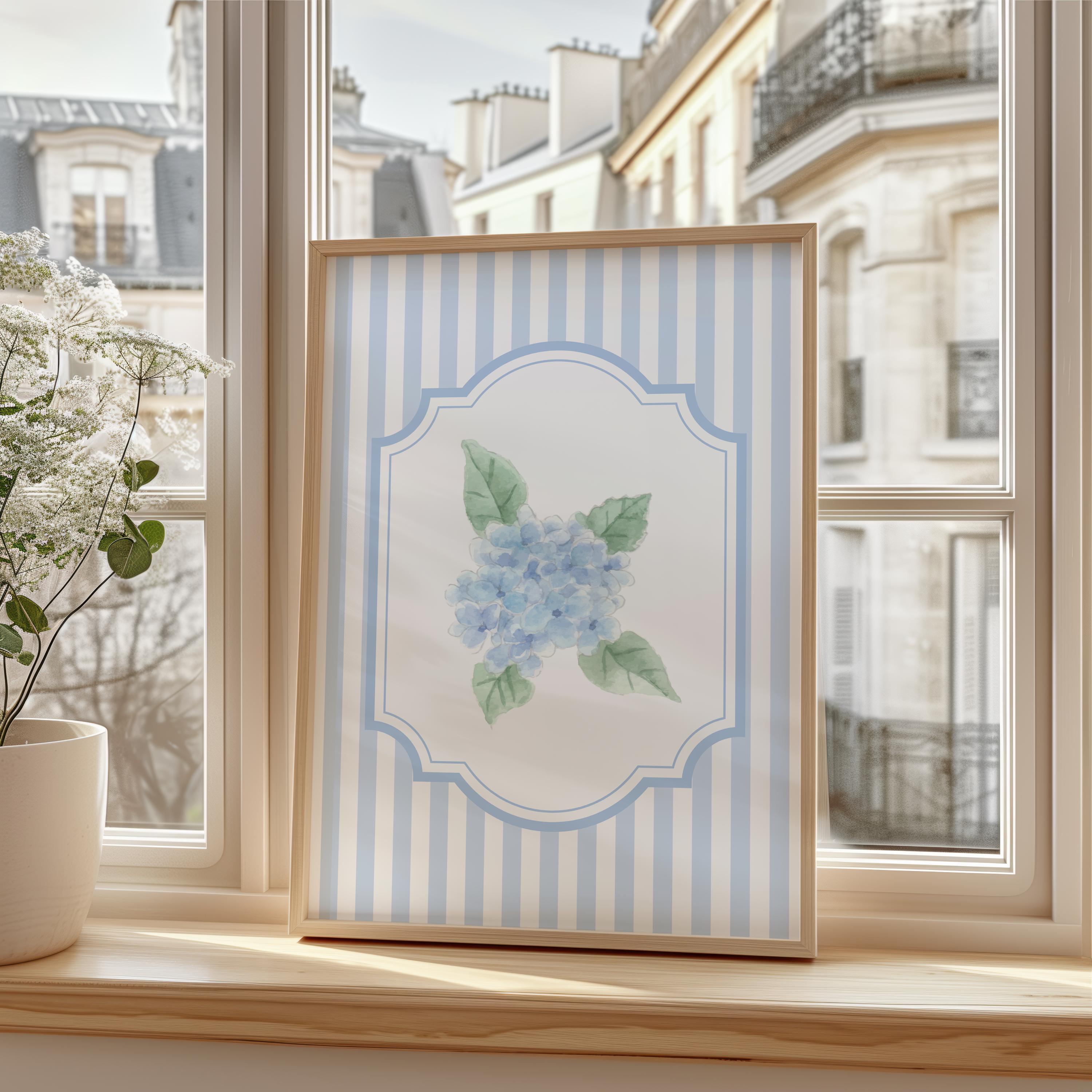 Blue Hydrangea Wall Art, Watercolor Hydrangea Art Print, Grand ...