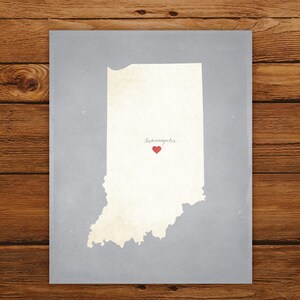 Customized Printable Indiana State Map - DIGITAL FILE, Aged-look ...