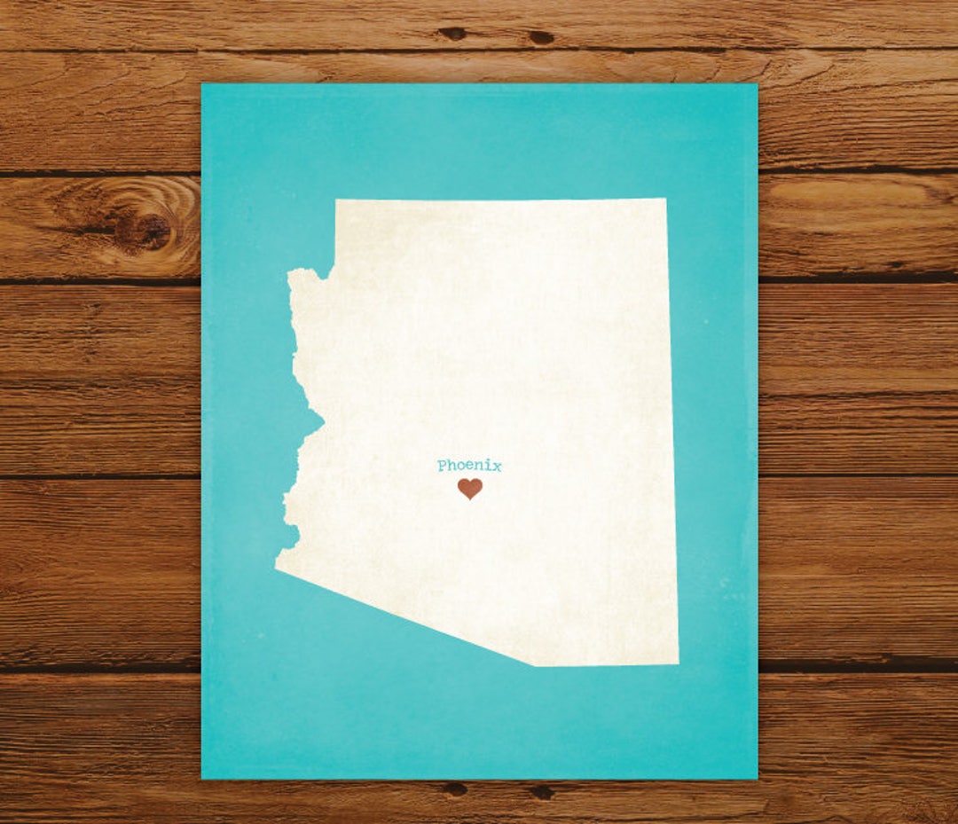 Customized Printable Arizona State Map DIGITAL FILE, Aged-look ...