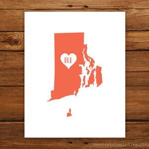 Rhode Island State Love Map Silhouette 8x10 Print Customized - Etsy