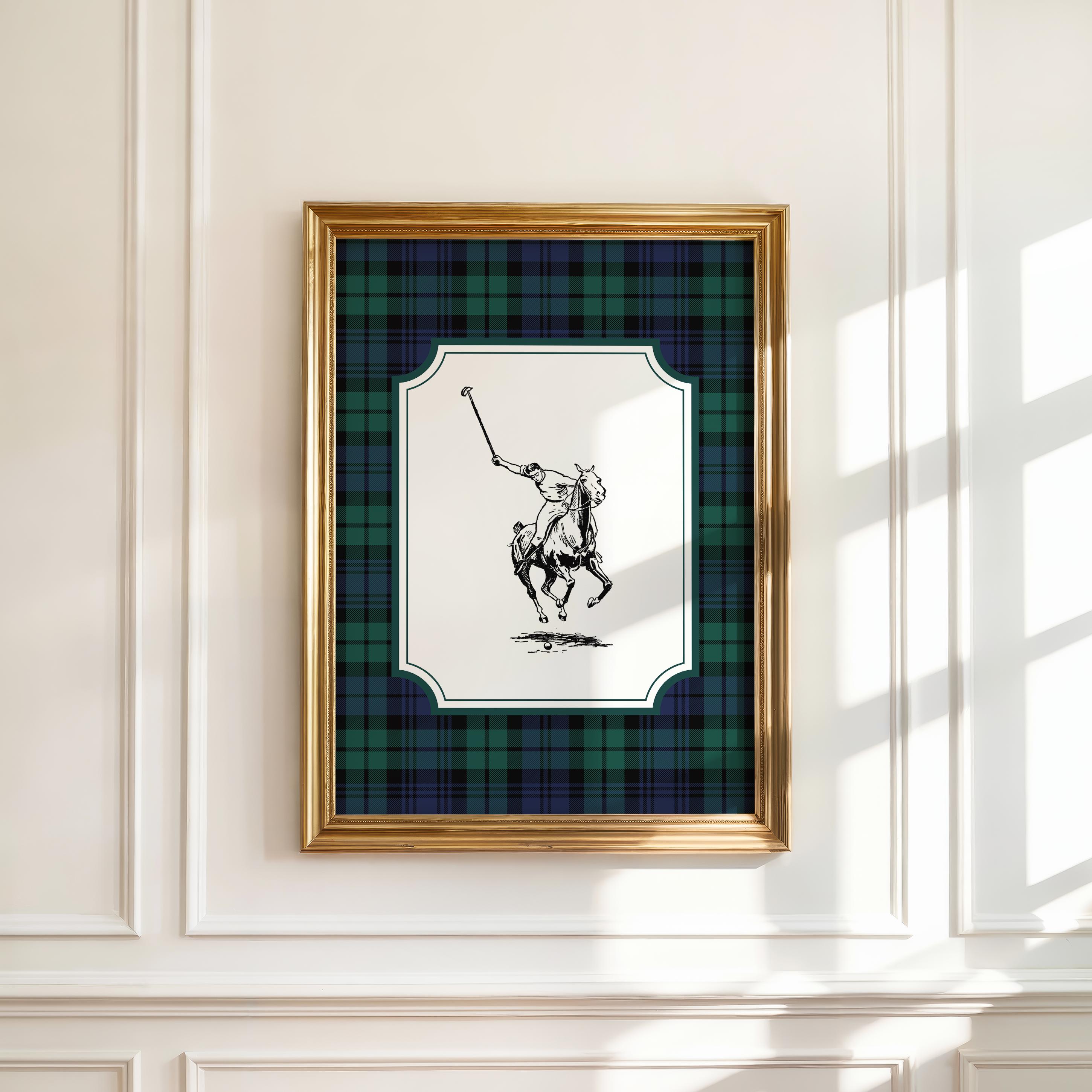 Preppy Polo Player Print, Tartan Polo Print for Men, Traditional Plaid ...