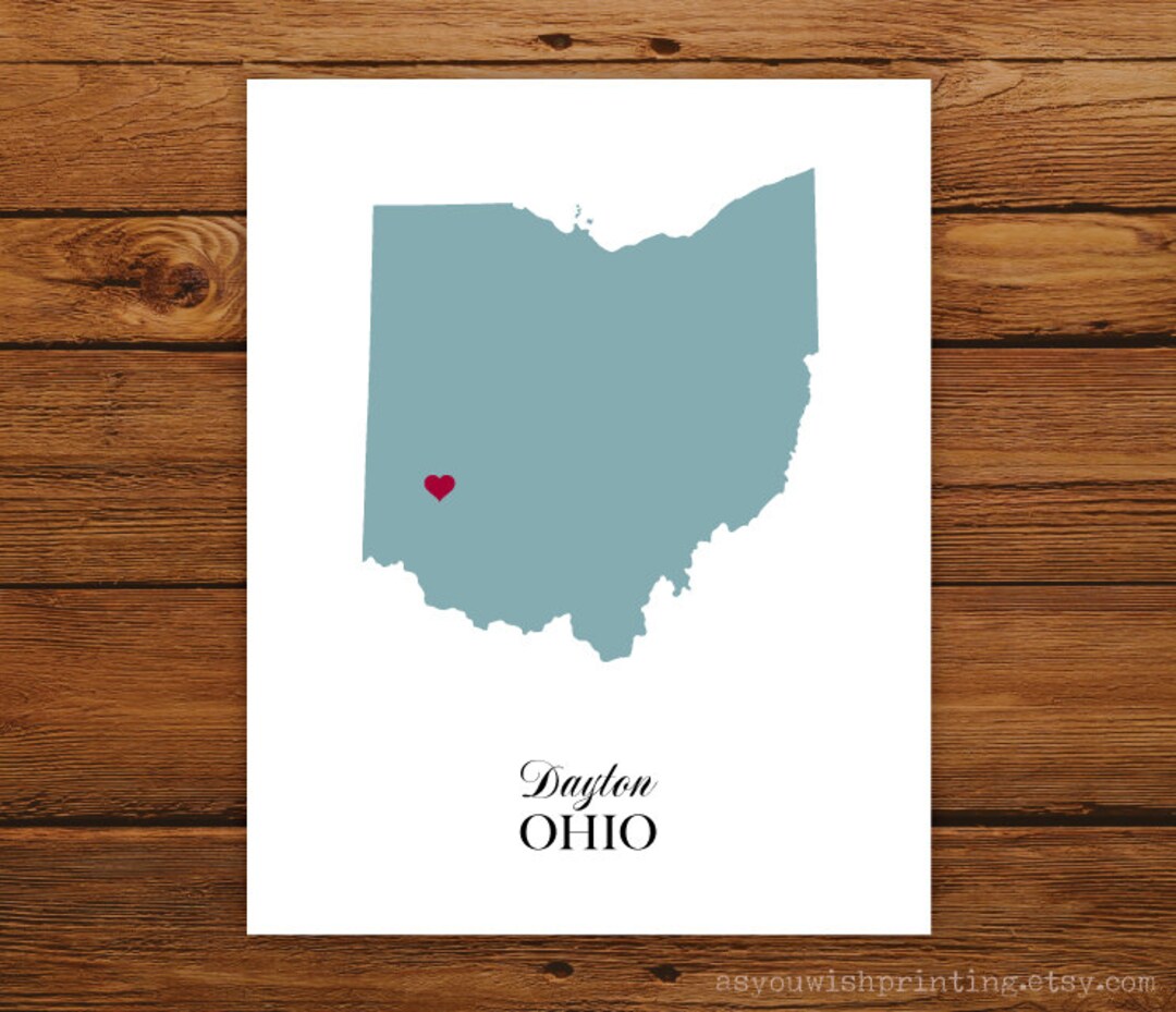 Ohio State Love Map Silhouette 8x10 Print - Customized - Etsy