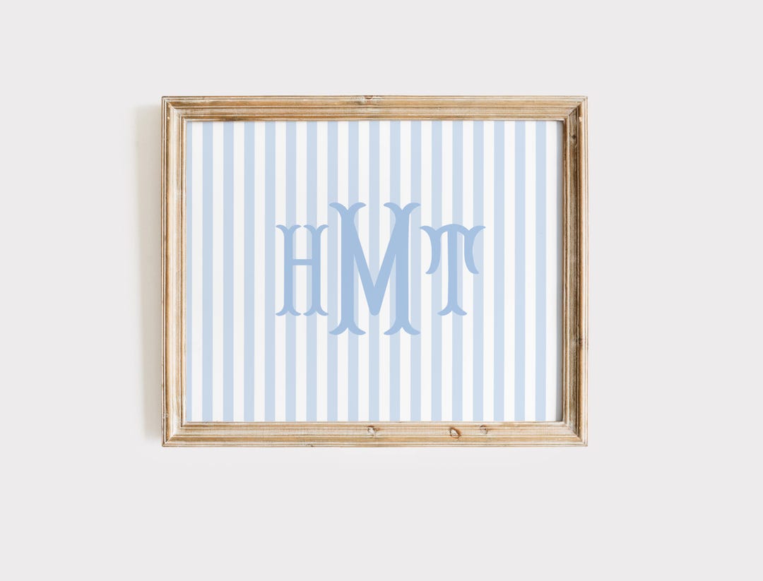 Classic Custom Monogram Print, Grand Millennial Monogram Print, Preppy ...
