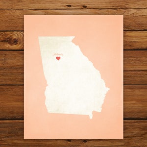 Customized Printable Georgia State Map - DIGITAL FILE, Aged-look ...