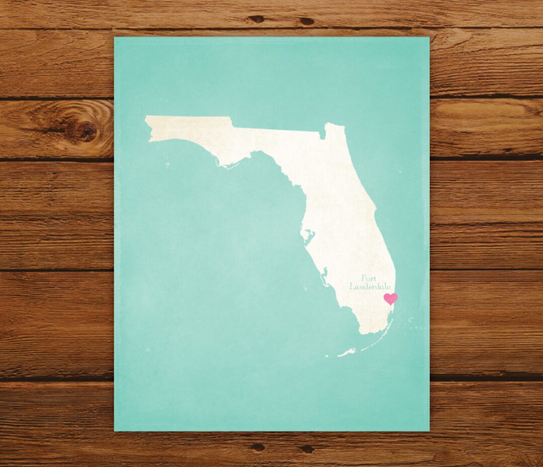 Customized Printable Florida State Map - DIGITAL FILE, Aged-look ...