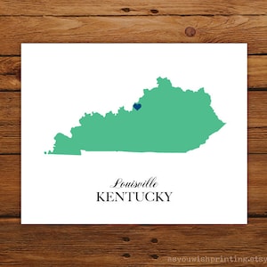 Kentucky State Love Map Silhouette 8x10 Print - Customized - Etsy