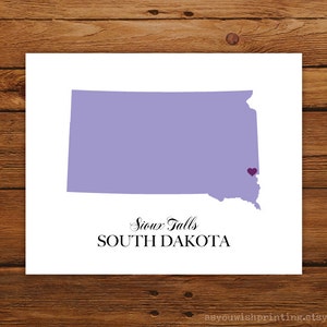 South Dakota State Love Map Silhouette 8x10 Print - Customized - Etsy