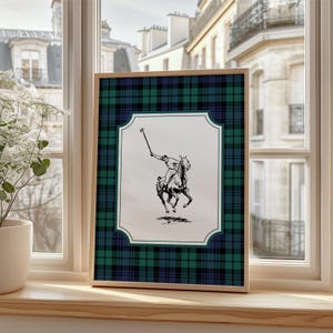 Preppy Polo Player Print, Tartan Polo Print for Men, Traditional Plaid ...