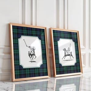 Preppy Polo Player Print, Tartan Polo Print for Men, Traditional Plaid ...