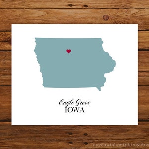 Iowa State Love Map Silhouette 8x10 Print - Customized - Etsy
