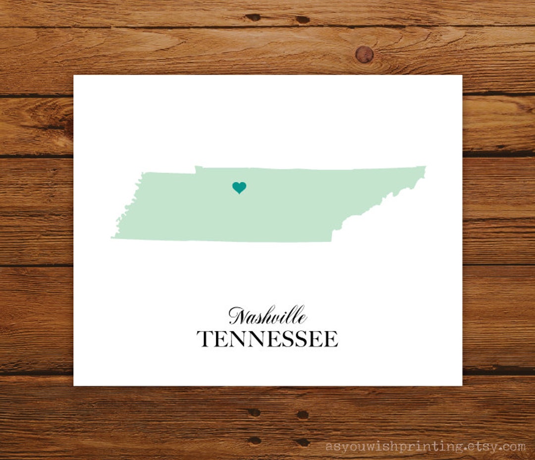 Tennessee State Love Map Silhouette 8x10 Print - Customized - Etsy