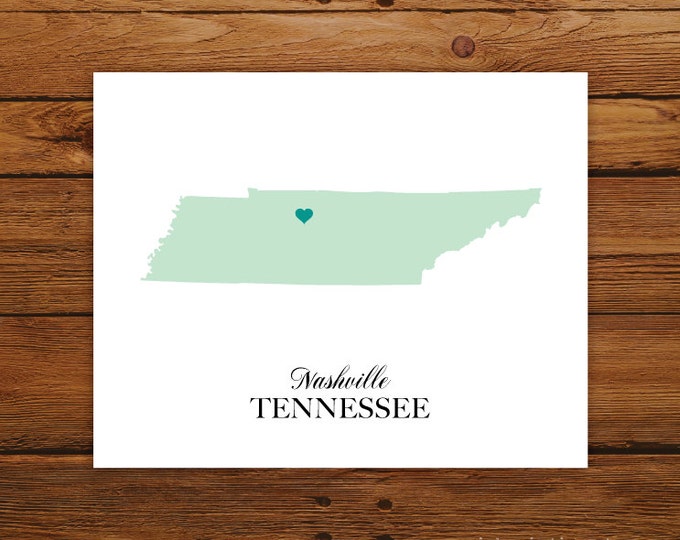 Tennessee State Love Map Silhouette 8x10 Print Customized - Etsy