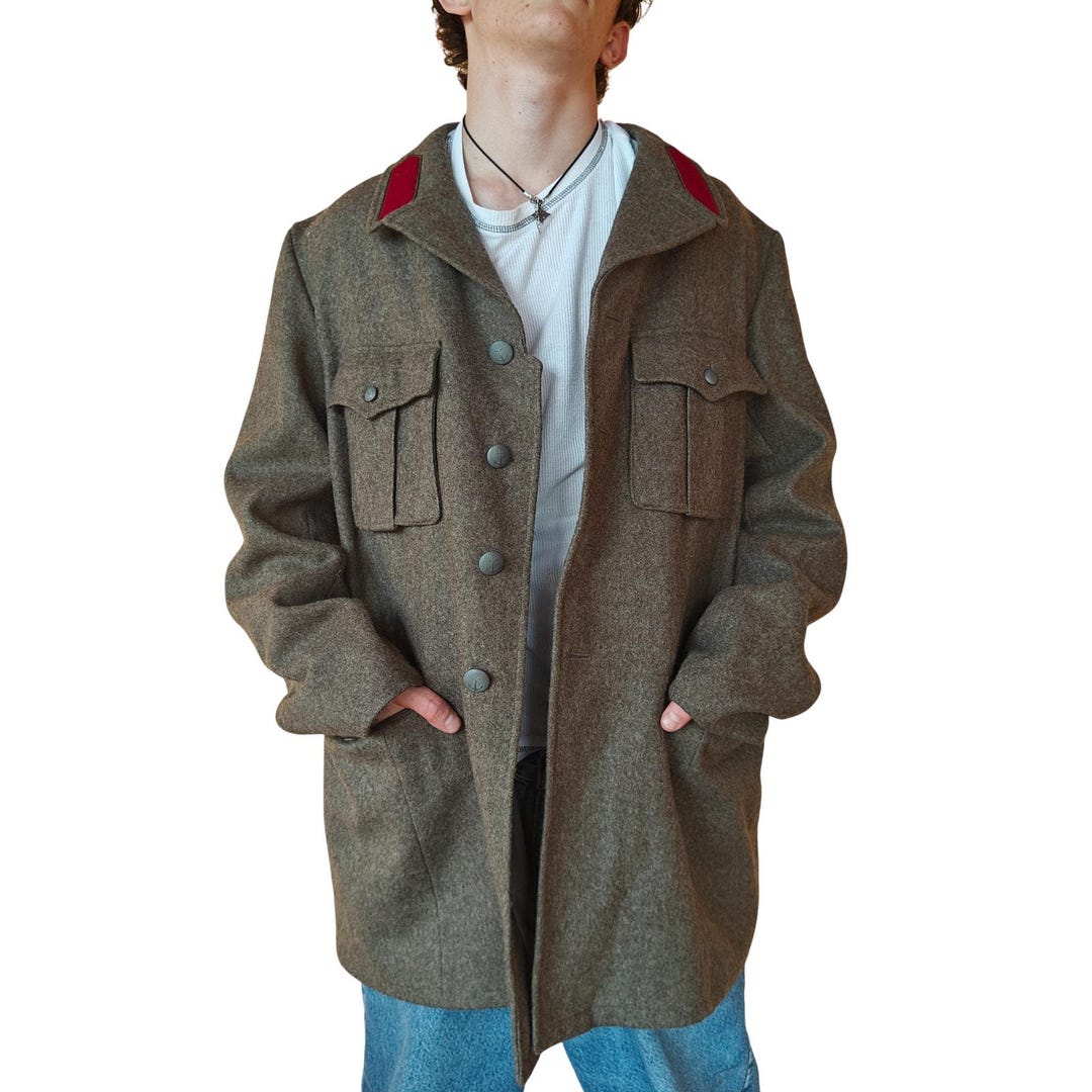 Vintage Widengrens Wool Military Coat Red Collar Tabs Scandinavian C56 ...