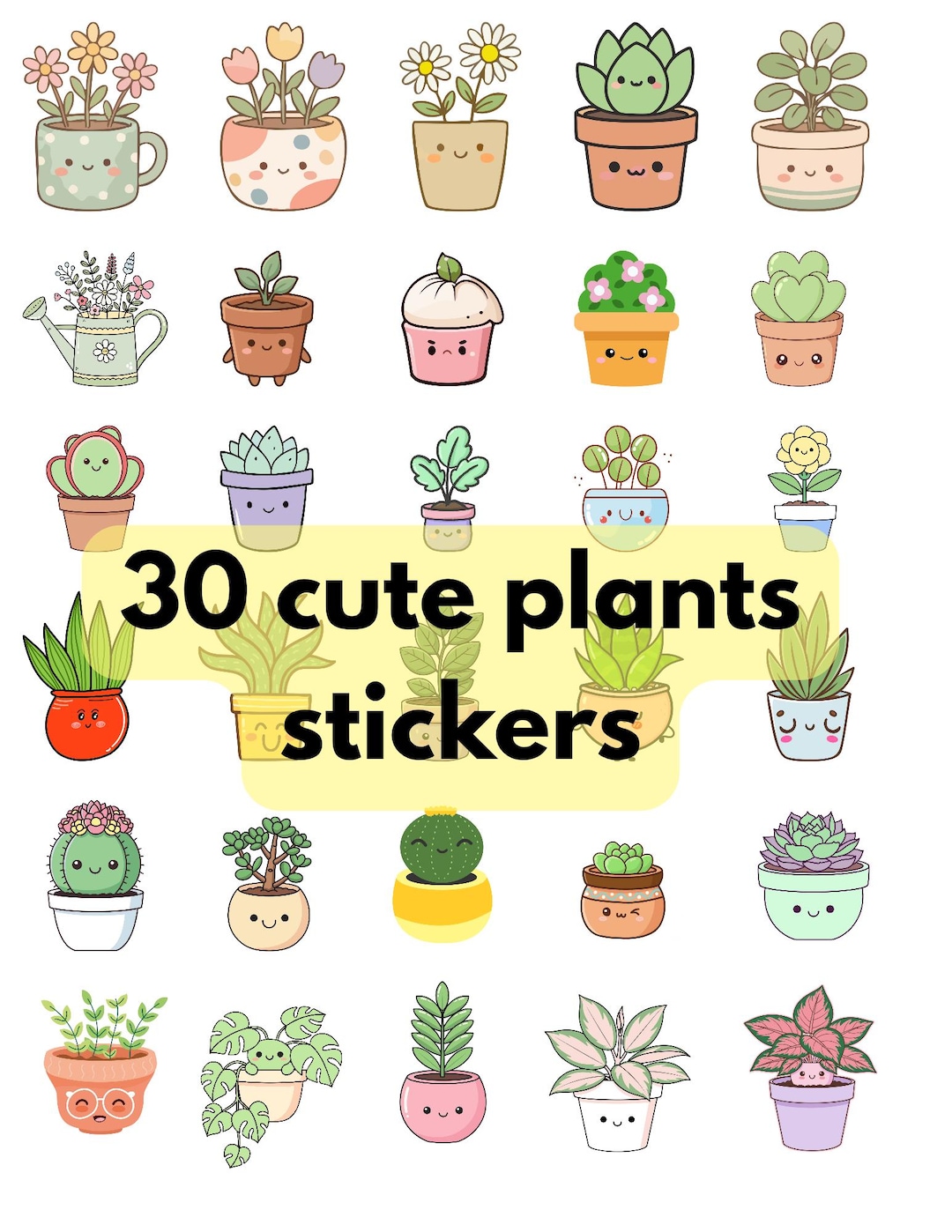 30 Potted Plant Stickers for Decoration (digital Download) - Etsy