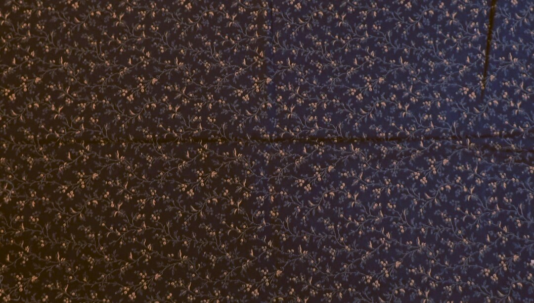 Muted Navy Fabric With Tan Berry Design by Jo Morton. - Etsy