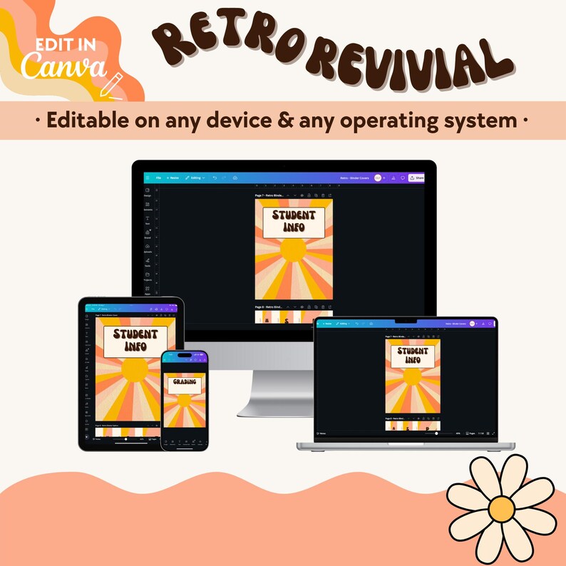 Editable Teacher Binder Covers & Matching Binder Spines, Groovy ...