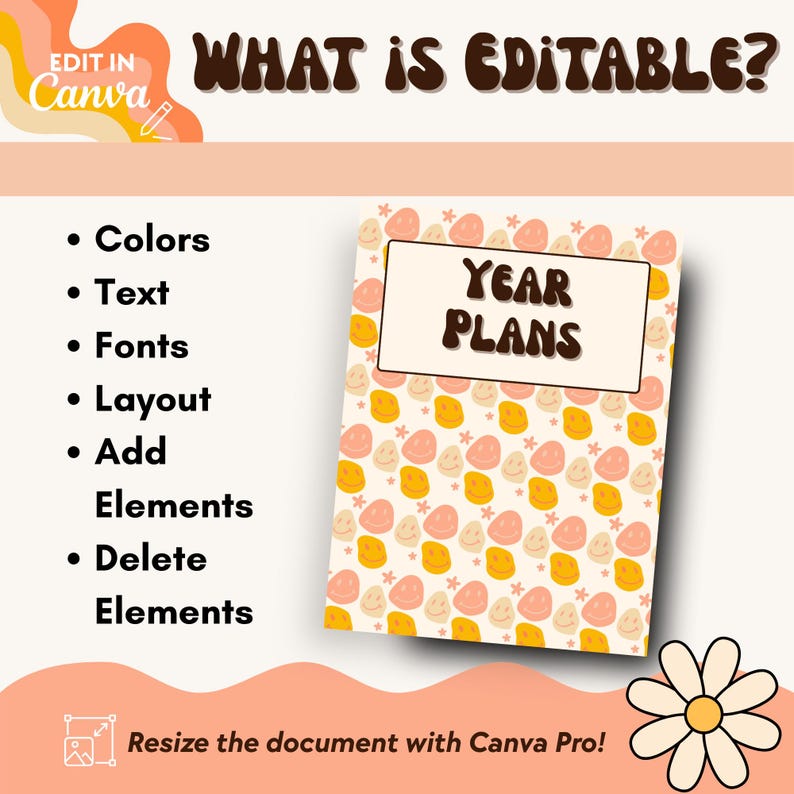 Editable Teacher Binder Covers & Matching Binder Spines, Groovy ...