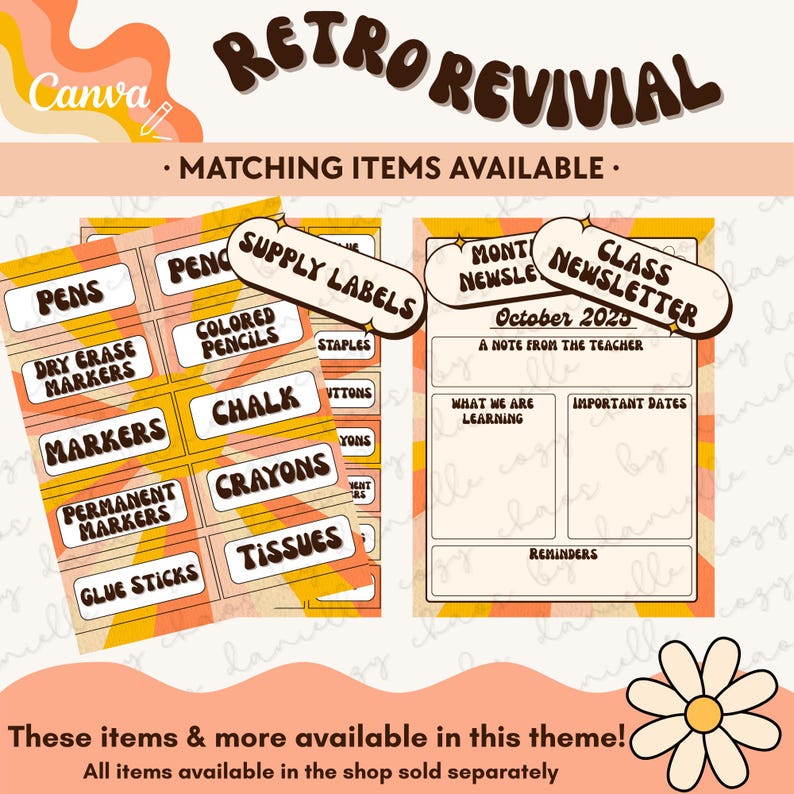 Editable Teacher Binder Covers & Matching Binder Spines, Groovy ...