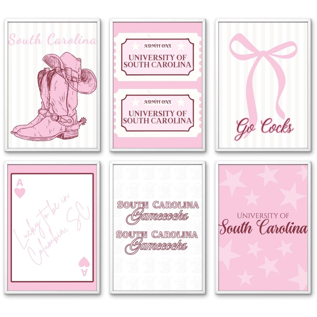 University of South Carolina Pink Dorm Wall Art Set | Gamecocks ...
