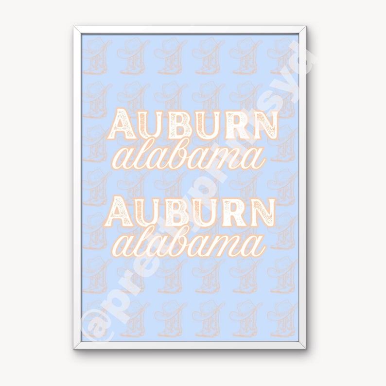 Dorm Wall Art Set | Printable College Dorm Decor | Auburn, Alabama ...