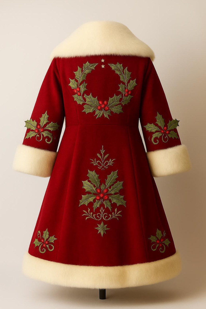 Luxury Santa Claus Coat – Red Wool Christmas Costume With Fur Trim ...