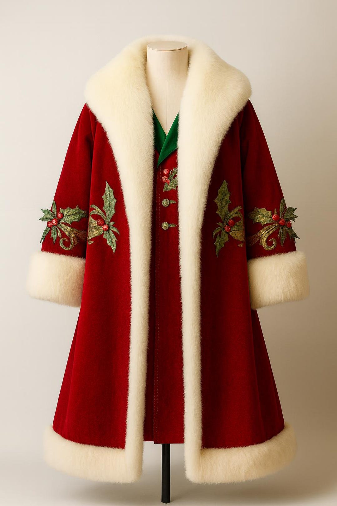 Luxury Santa Claus Coat – Red Wool Christmas Costume With Fur Trim ...