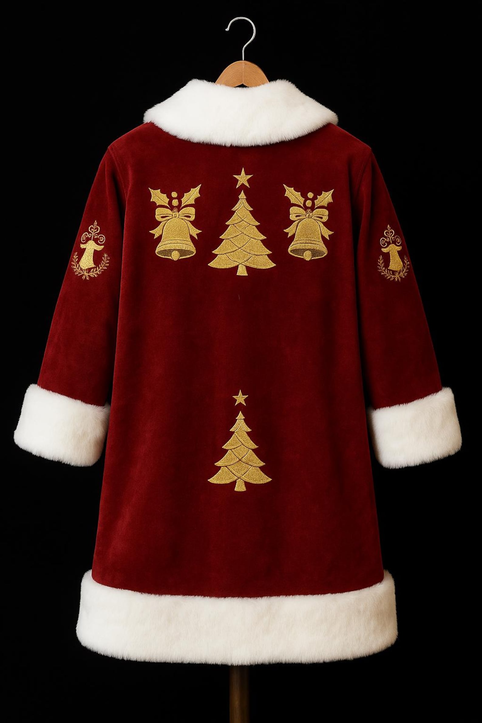 Victorian Santa Claus Coat: Red Wool Blend Christmas Robe With Faux Fur ...