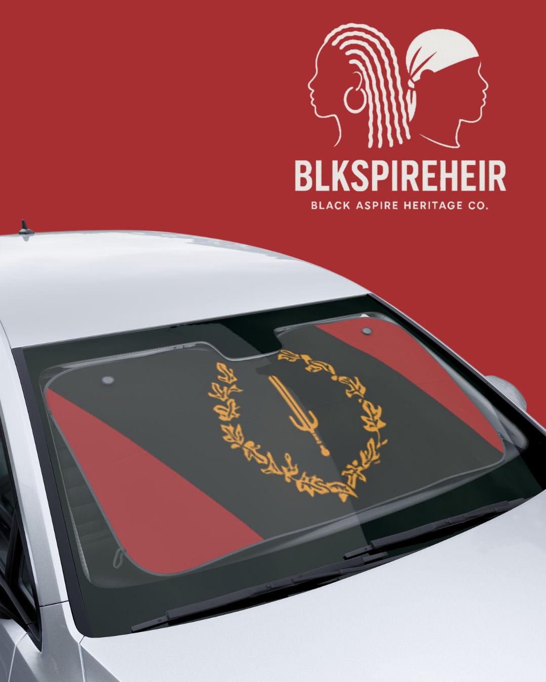 Black American Heritage Flag Car Sun Shade , UV Rays Heat Shield ...