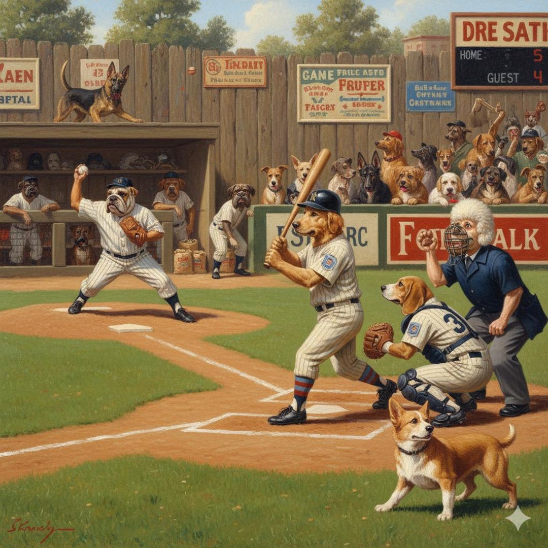 Dogs Playing Baseball Digital File - Etsy