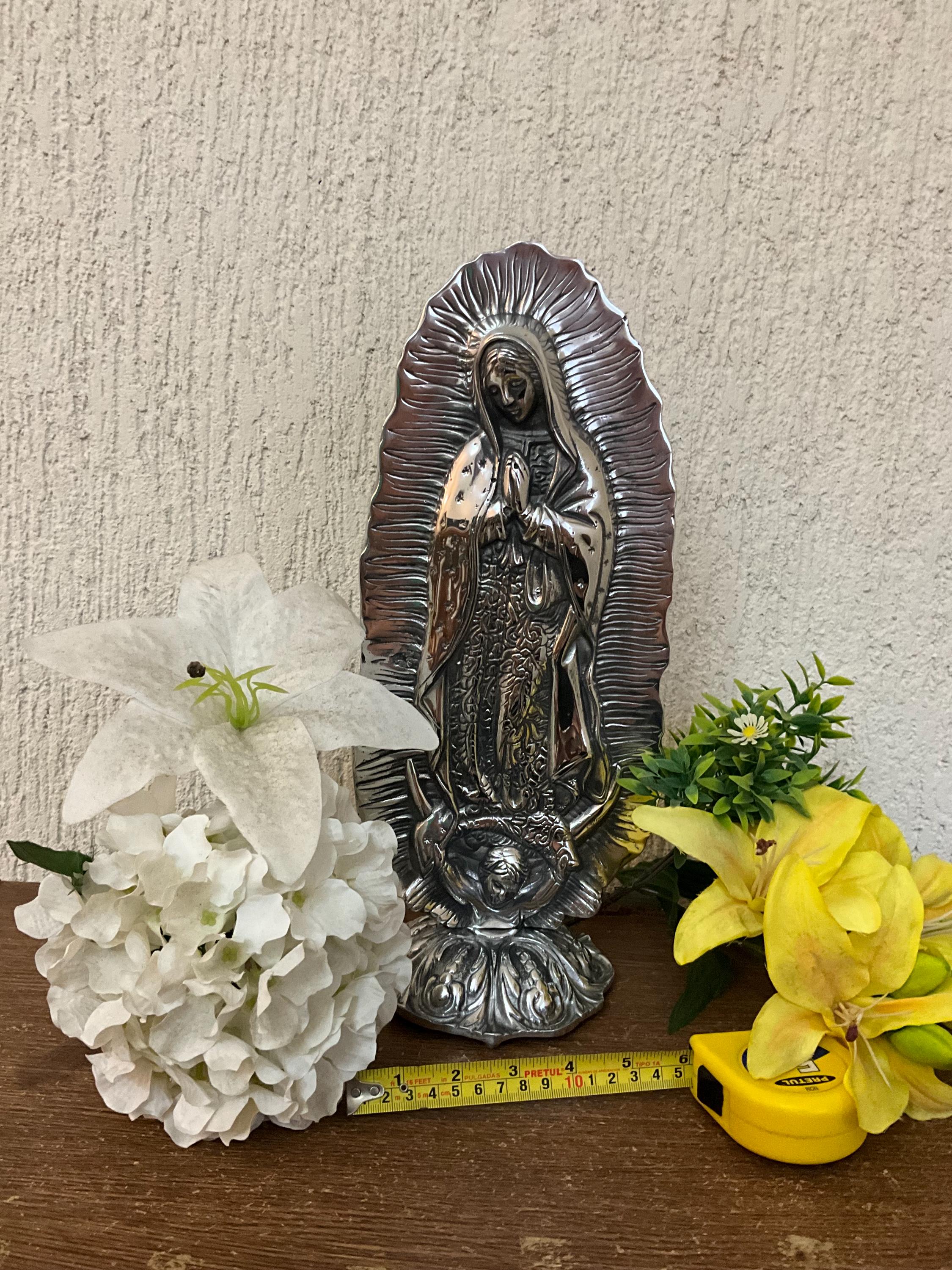 Virgen De Guadalupe Pewter Figurine, Mexican Religious Statue, Catholic ...